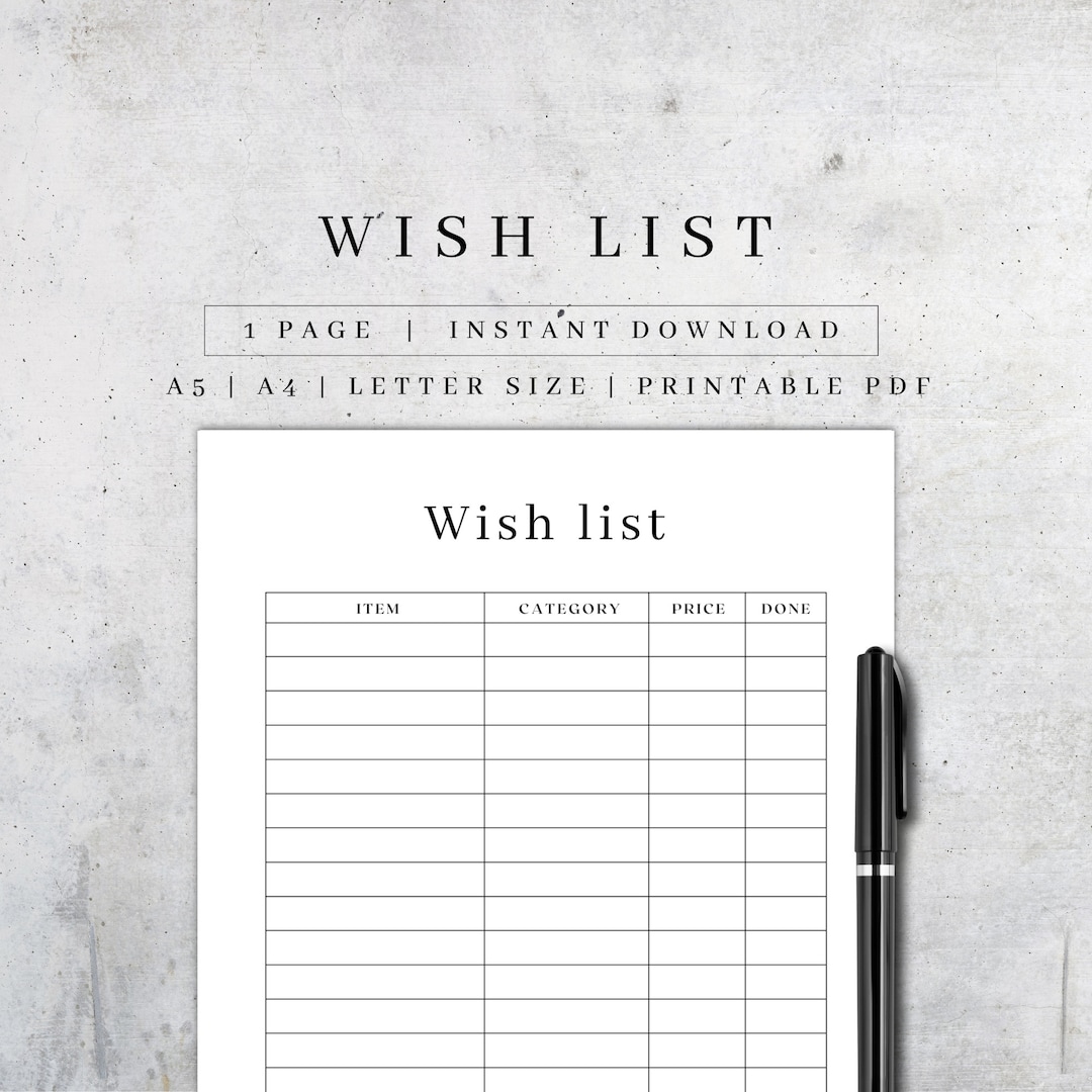 Printable Wish List Sheet | Manifestation Journal Page | Dream ...