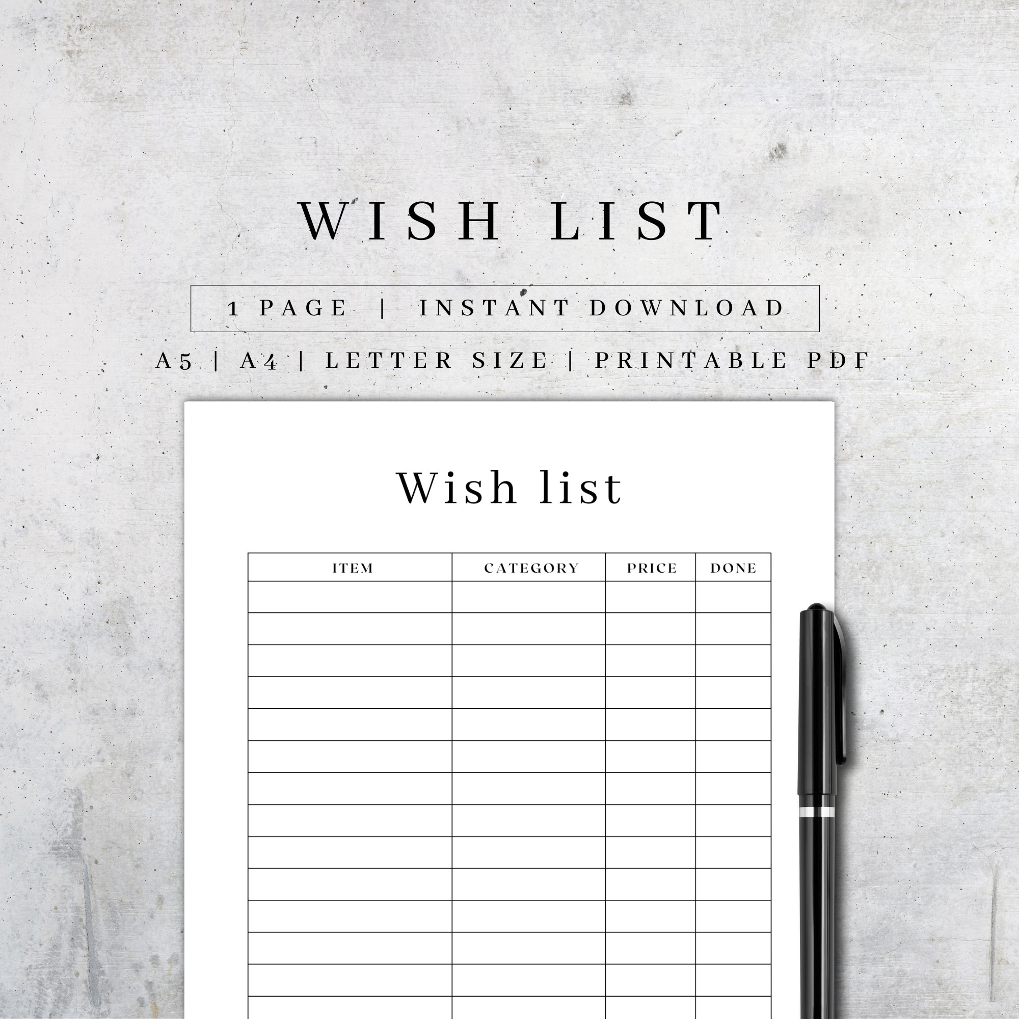 Printable Wish List Sheet Manifestation Journal Page Dream ...