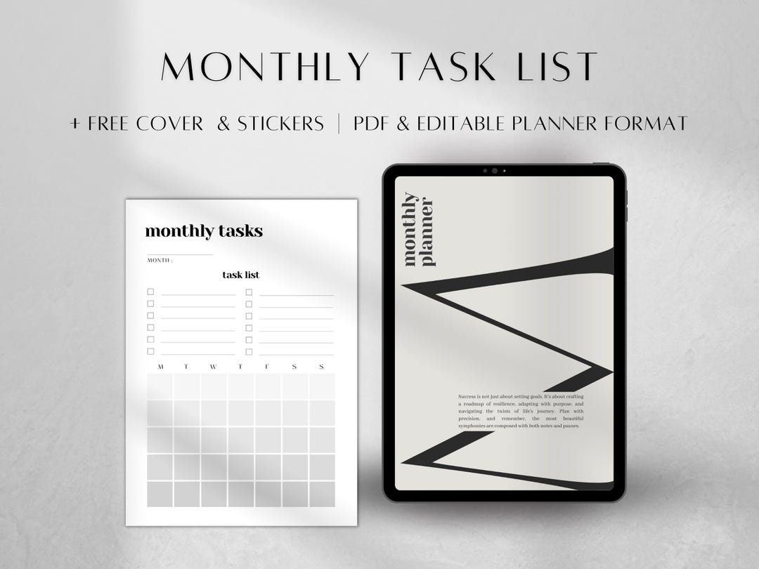 Monthly Planner Printable | Monthly Task Planner & To-do List Tracker ...