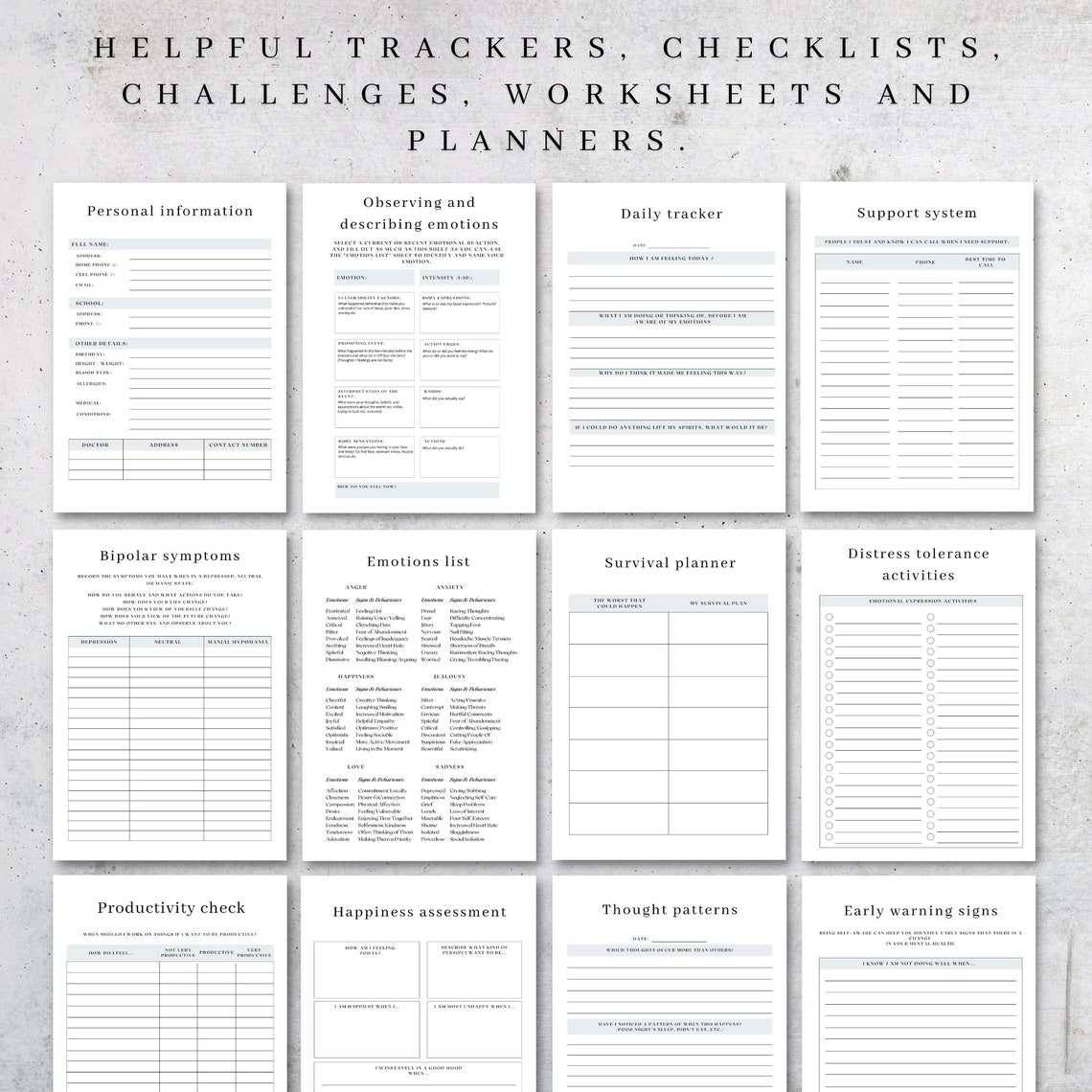 Printable Therapy Journal | Bipolar Therapy Planner Digital | Anxiety ...