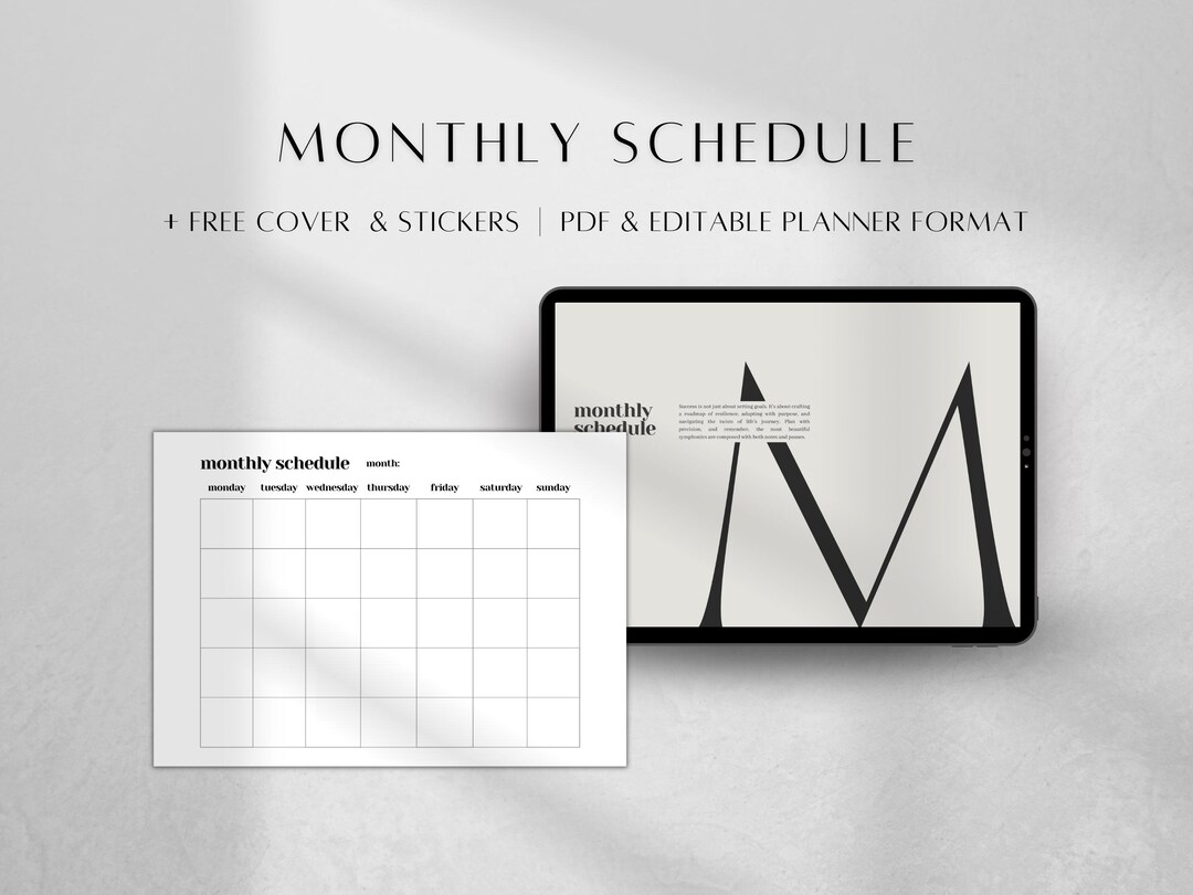 Undated Monthly Planner Printable | Editable Blank Monthly Schedule ...
