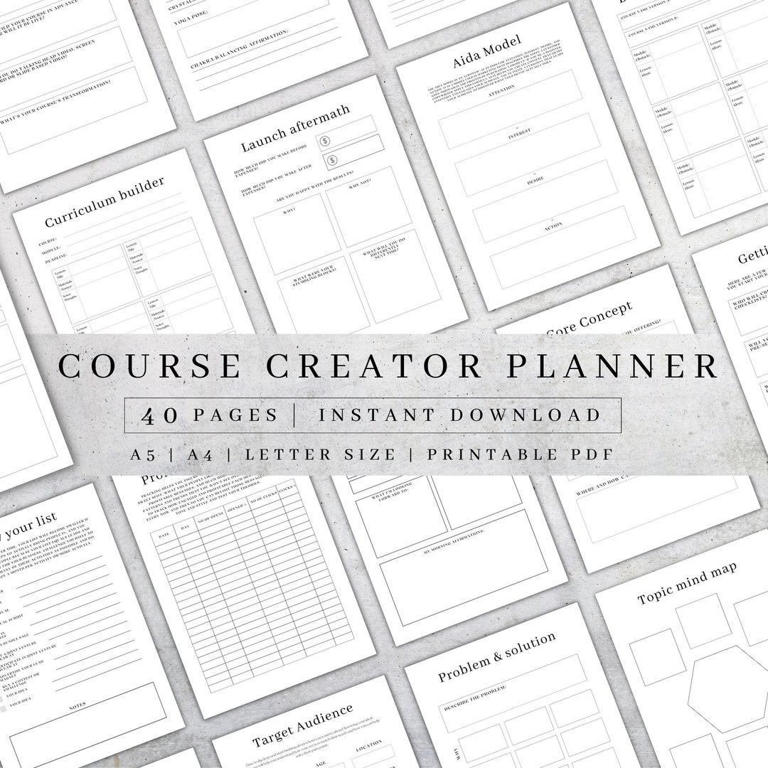 Digital Course Creator Planner Online Course Planner Printable Course ...