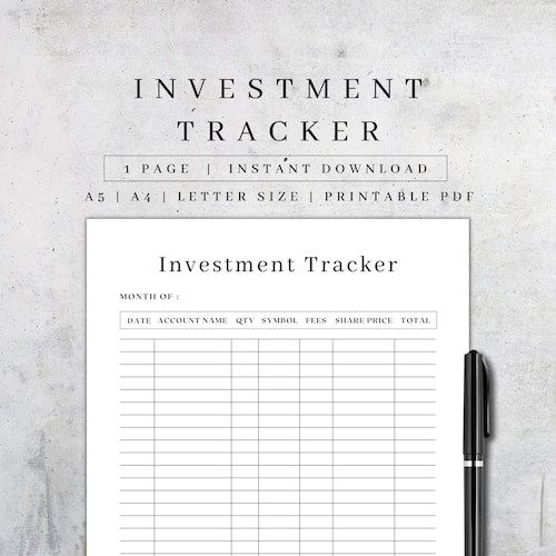 Investment Tracker Printable Stock Portfolio Progress Log - Etsy