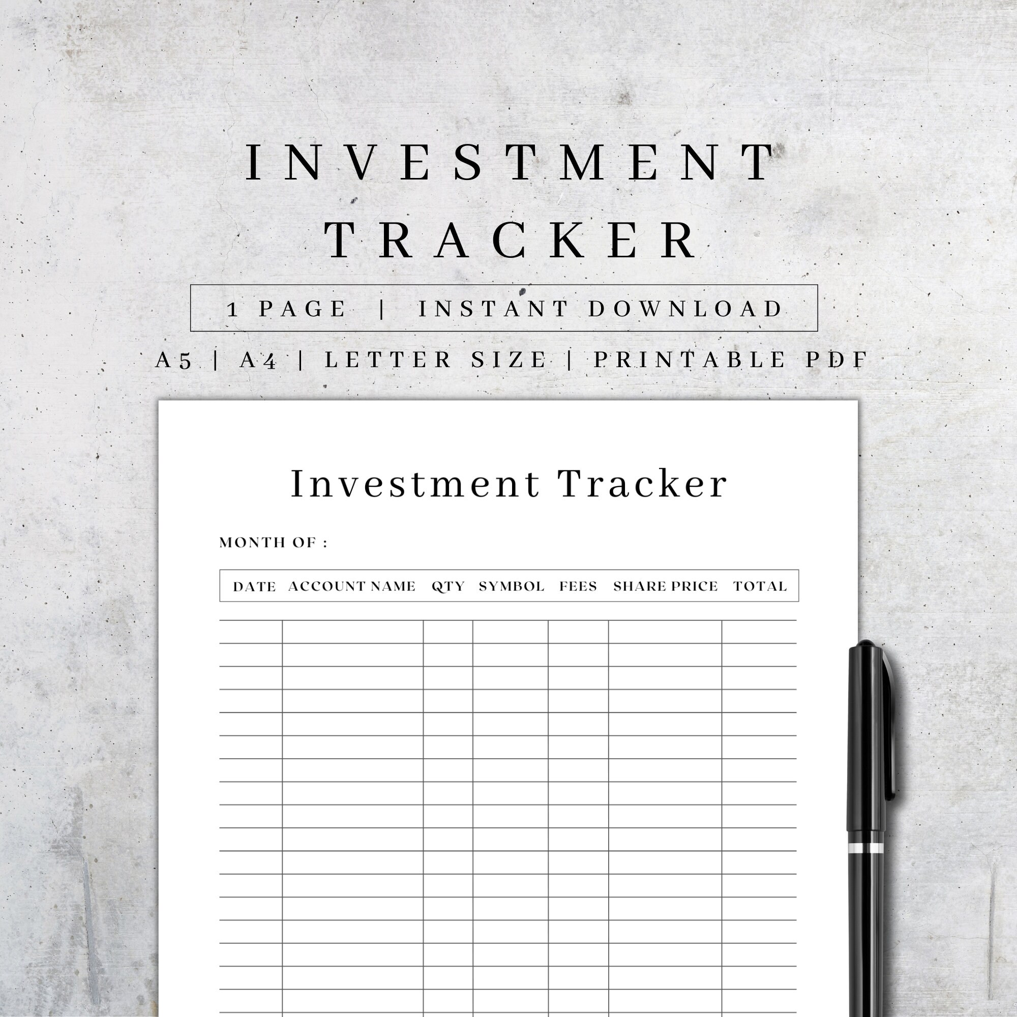 Investments Portfolio Tracker Printable Stock Purchase Log - Etsy