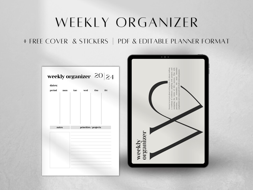 Printable Weekly Organizer 2024 Digital Weekly Planner Minimalist ...