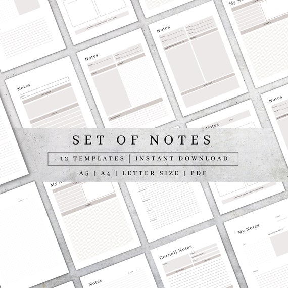 Note Pages Printable Cornell Notes Lined Paper Pages - Etsy