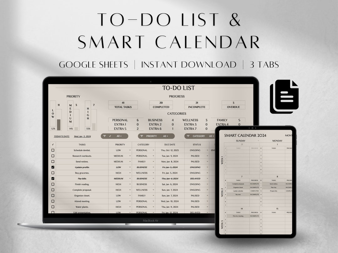 Task List Google Sheet | Daily Schedule Template | to Do Checklist |to ...