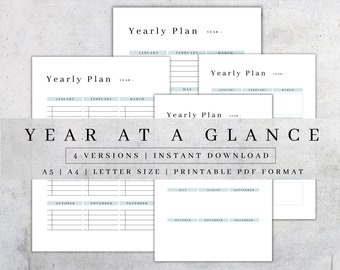 Monthly Overview Planner Printable 12 Month at a Glance - Etsy