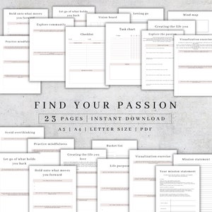 Find Your Passion Planner Printable | Life Coaching Pages | Digital ...
