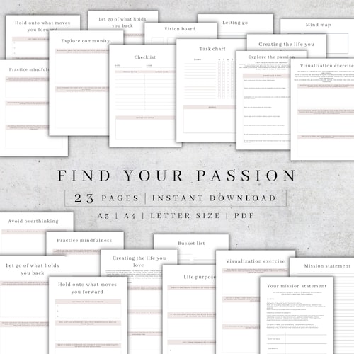 Find Your Passion Planner Printable Life Coaching Pages - Etsy