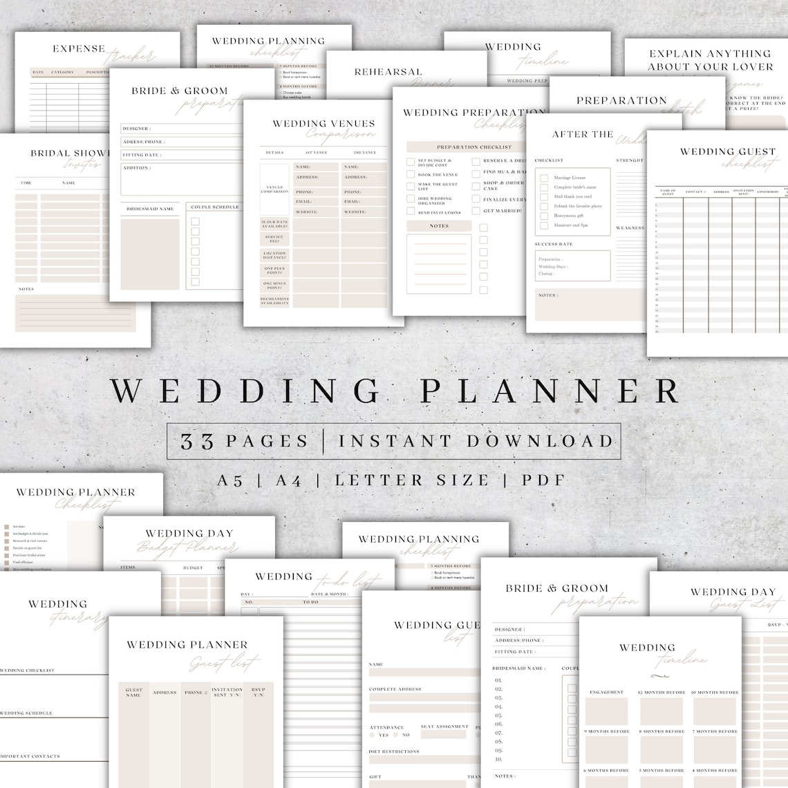 Wedding Planner Printable Printable Wedding Planner Pages - Etsy