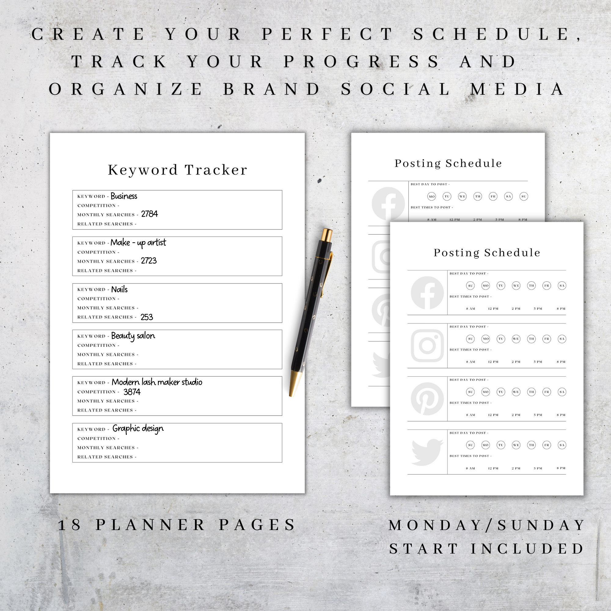 Social Media Tracker Printable | Social Media Content Planner 2026 ...
