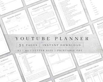 Youtube Content Strategy Planner Social Media Planner Printable Youtube ...