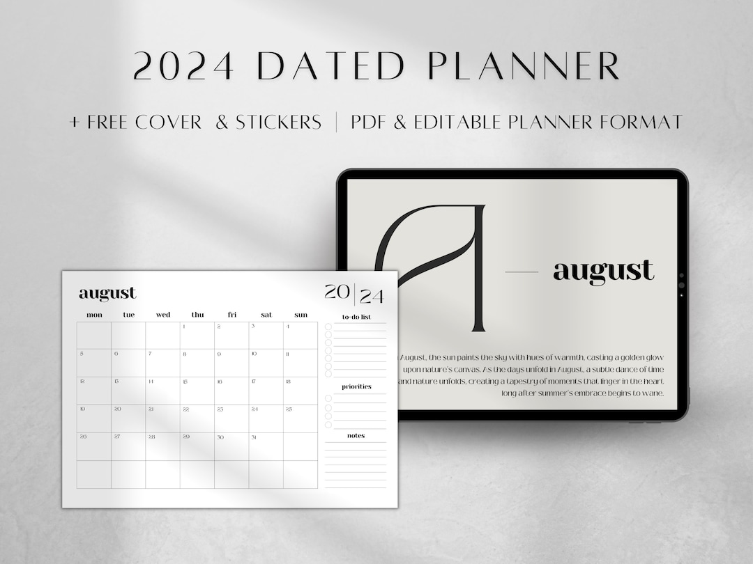 Landscape Dated Monthly Planner Printable 2024 Monthly Calendar Monthly ...