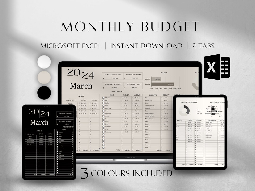 2024 Monthly Budget Spreadsheet Template Excel Budget Spreadsheet ...