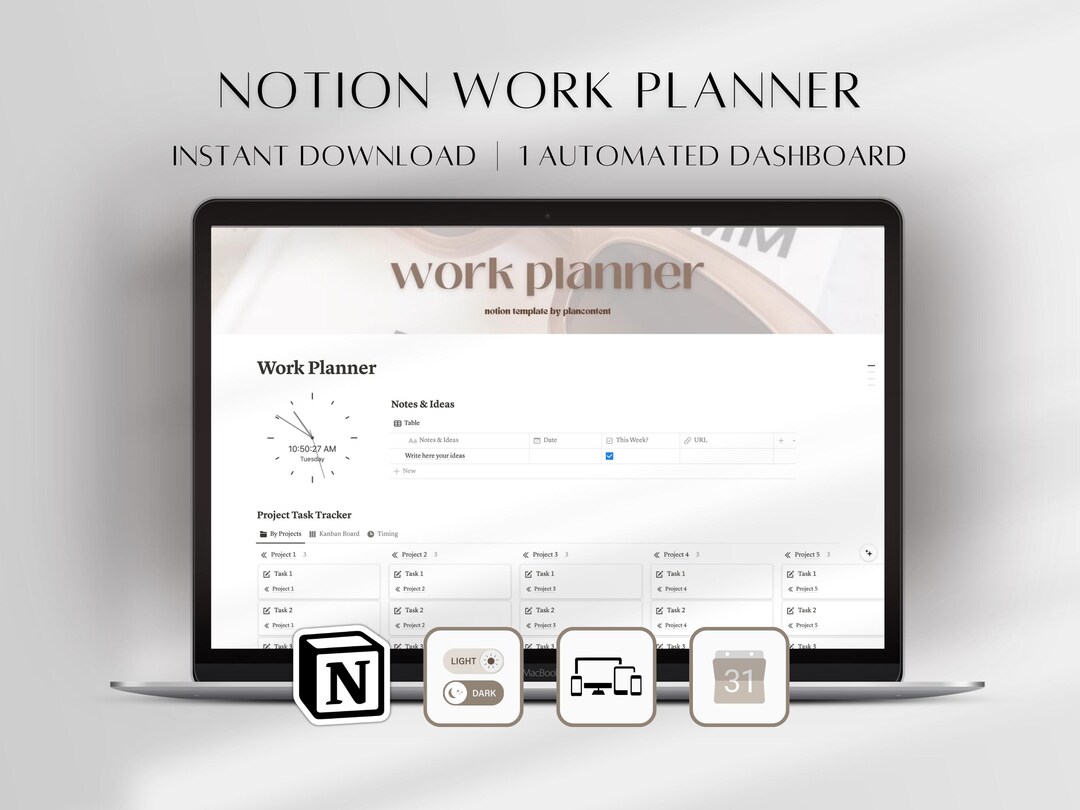 Notion Work Planning Template | Digital Project Management Tracker ...