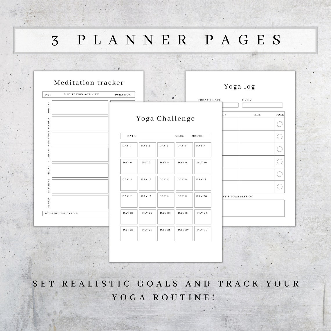 Yoga Journal Printable | Digital Fitness Planner Pages | Yoga Routine ...