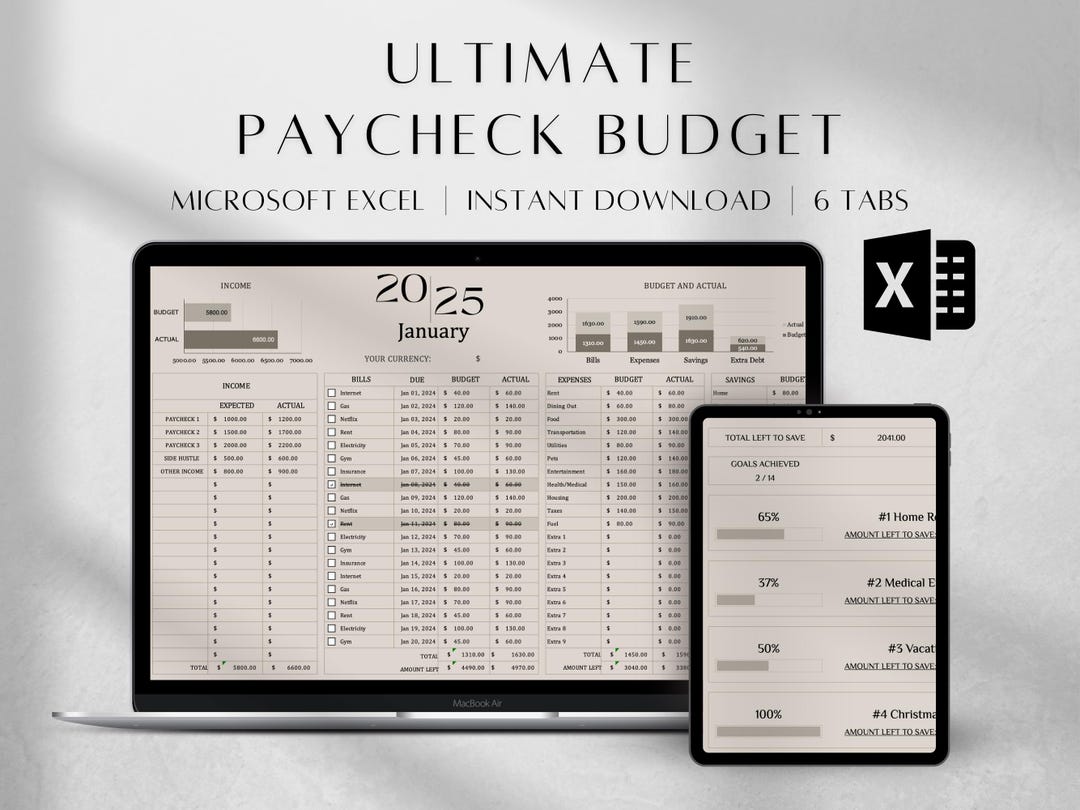 Paycheck Budget Template Excel | Monthly Budget Excel Template ...