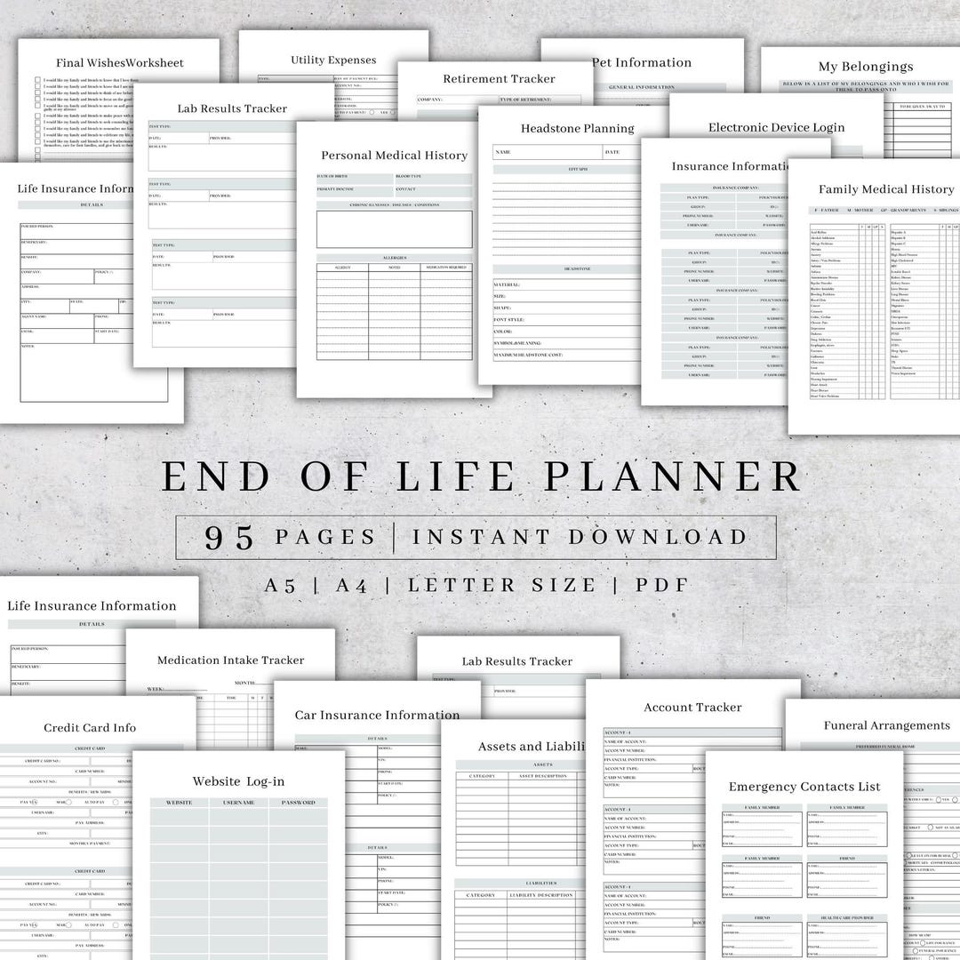 Printable End of Life Planner | Just in Case Journal | Digital ...