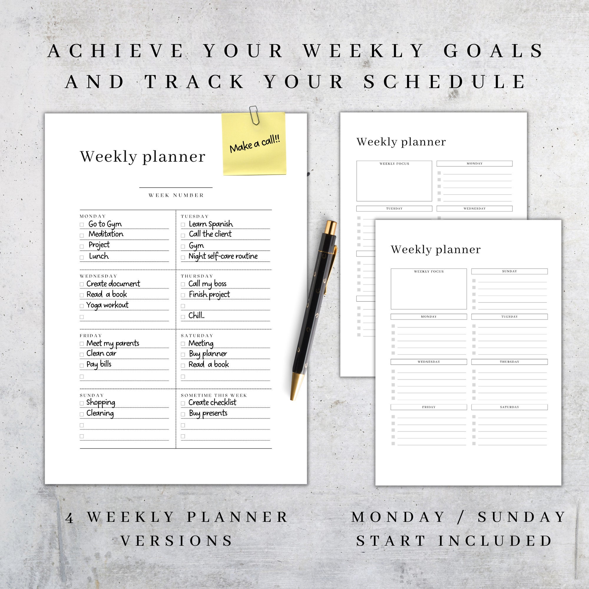 Weekly Planner Weekly Schedule Weekly Planner Printable - Etsy