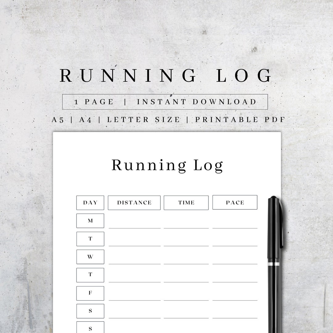Printable Running Log Sheet | Digital Fitness Journal Pages | Weight ...