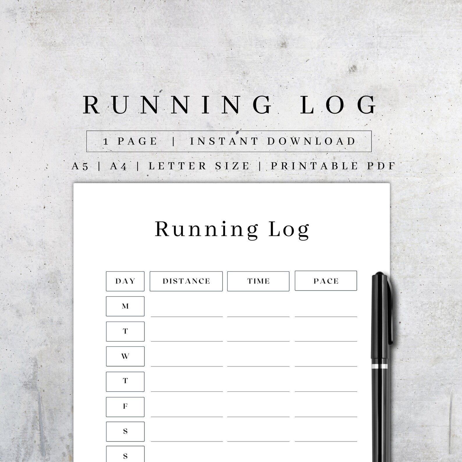 Printable Running Log Sheet Digital Fitness Journal Pages - Etsy