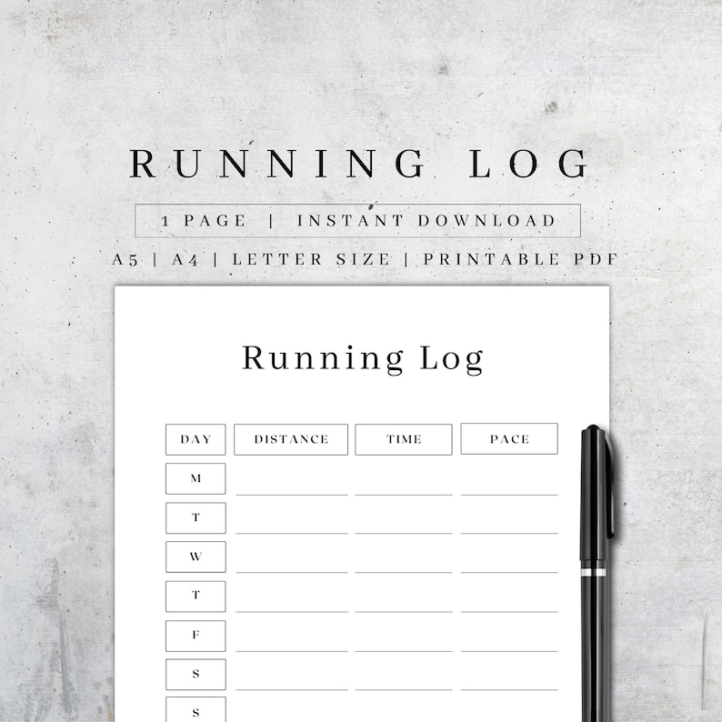 Printable Running Log Sheet Digital Fitness Journal Pages - Etsy