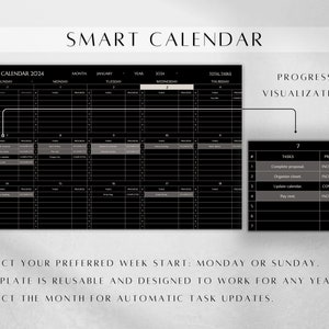2024 to Do List & Smart Calendar Template Google Sheets Task Tracker Template Checklist ...