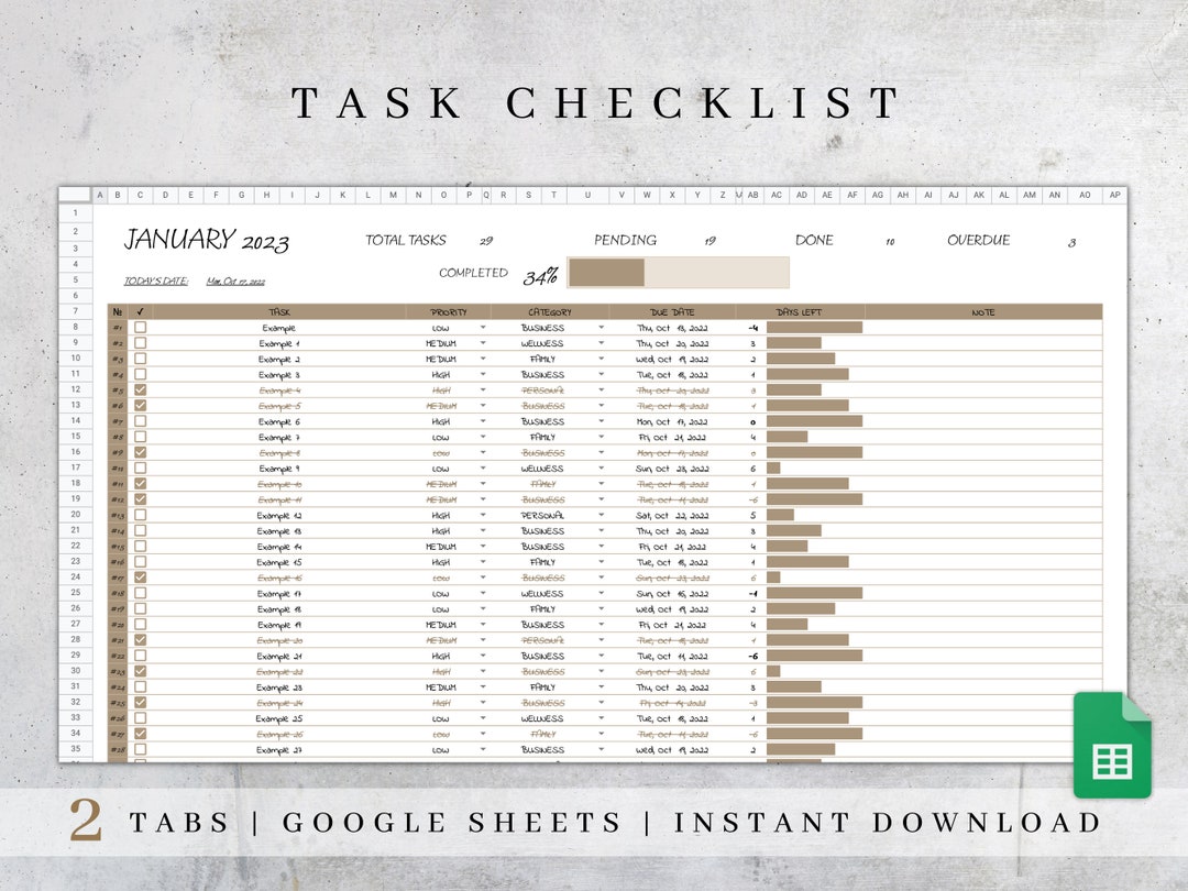 To Do List Template Digital | to Do List Google Sheets Spreadsheet ...
