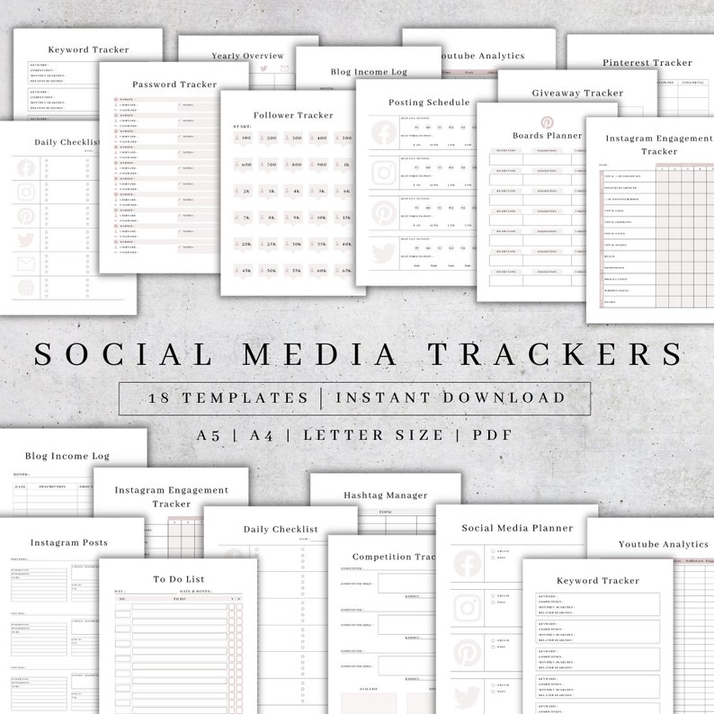 Social Media Planner Printable | Blogger Tracker Instagram, Facebook ...