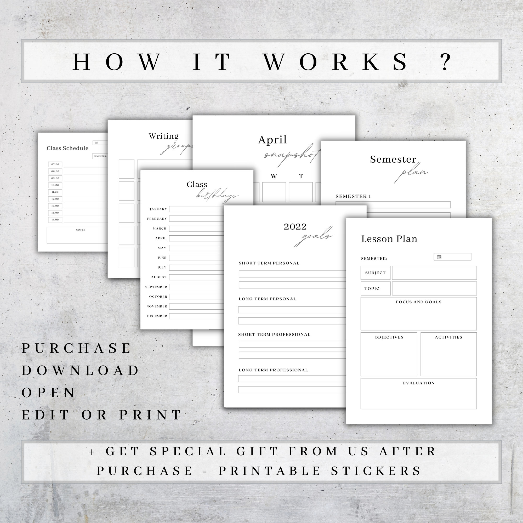 Teacher Planner Printable | Digital Teaching Plan Kit| Lesson Plan Book ...