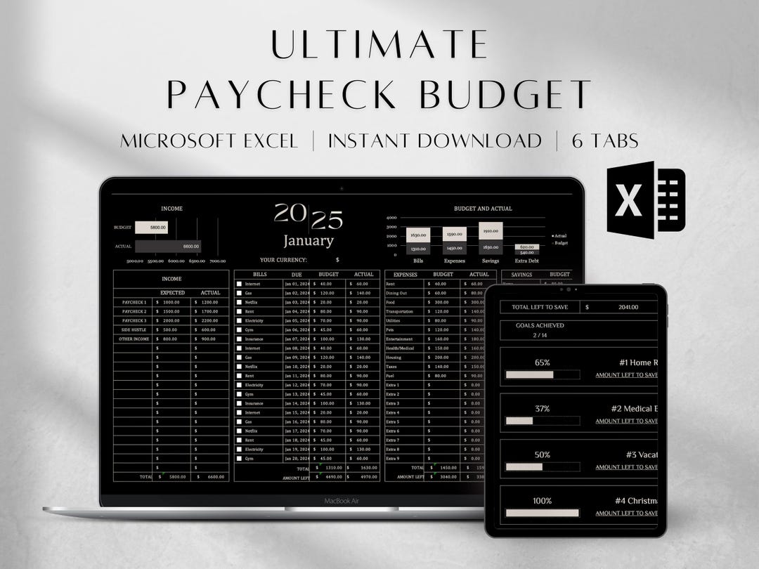 Excel Budget by Paycheck Template | Expense Tracker | Ultimate Paycheck ...