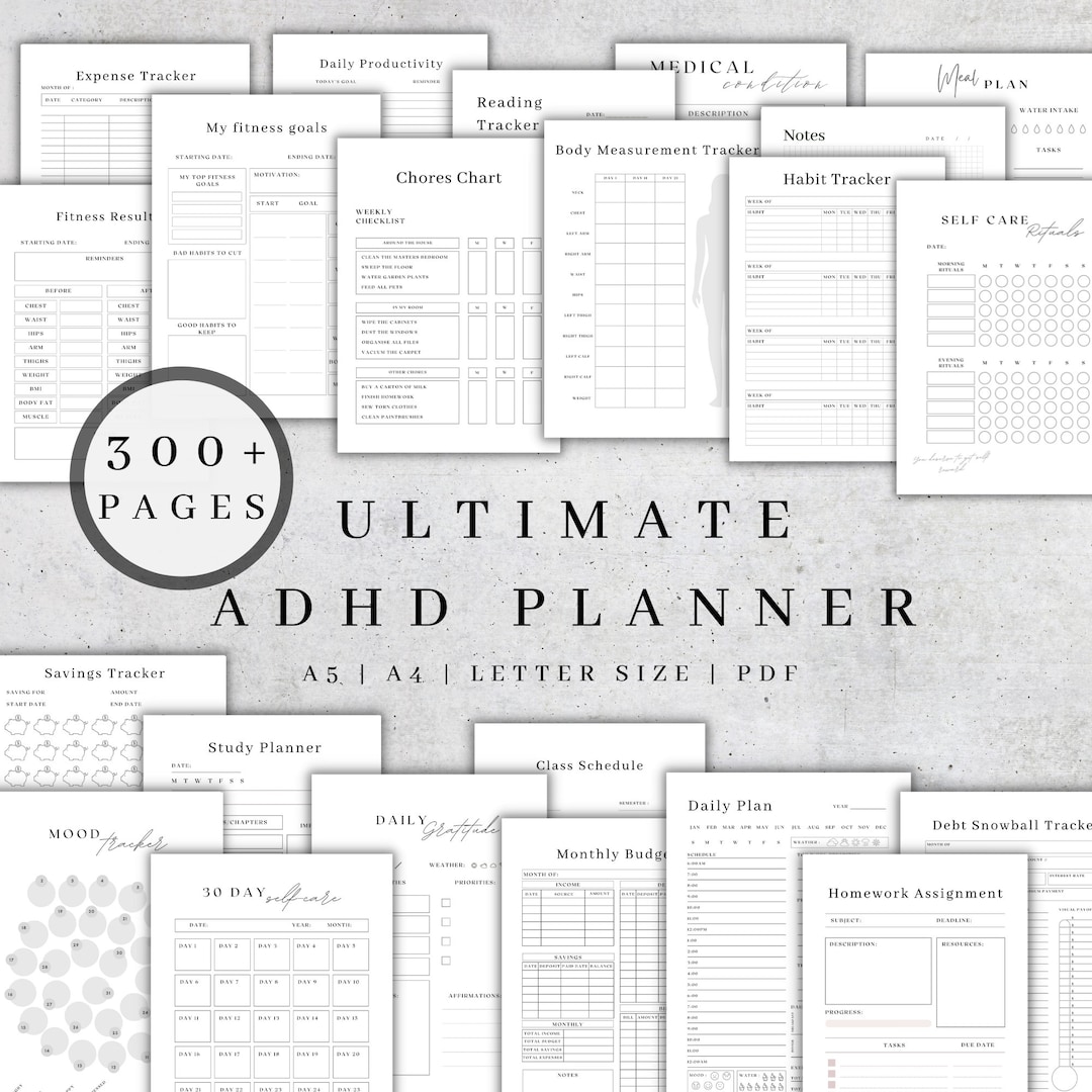 ADHD Bundle | Printable ADHD Planner 2026 | Digital Adhd Journal for ...