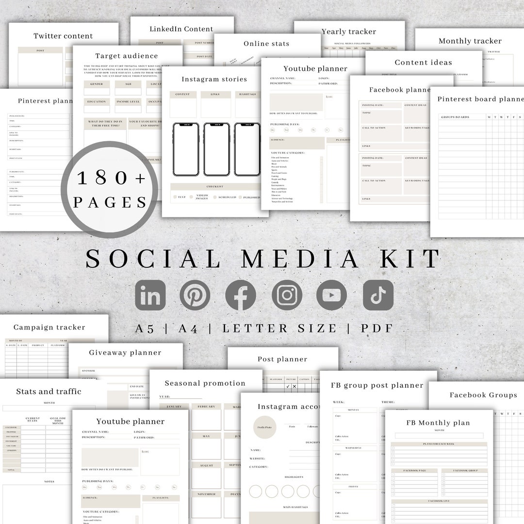 Social Media Planner Bundle | Instagram Planner Printable | Digital ...