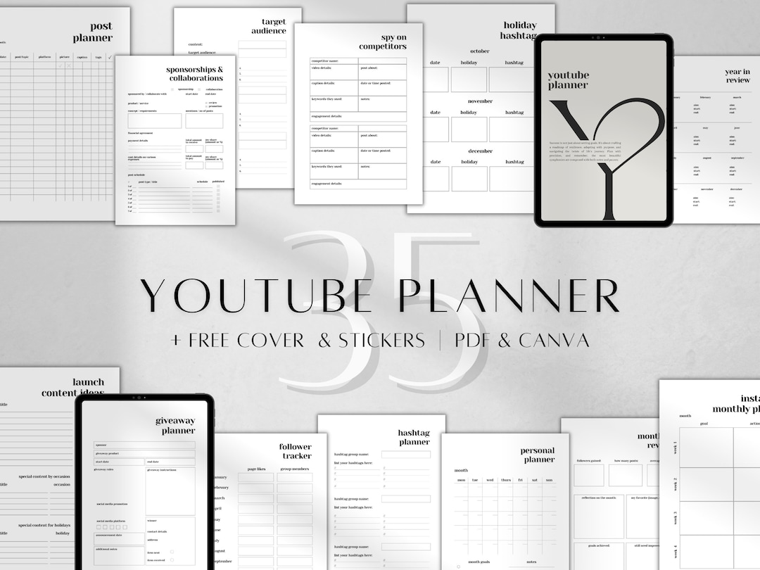 Youtube Planner Canva | Digital Social Media Tracker | Printable ...