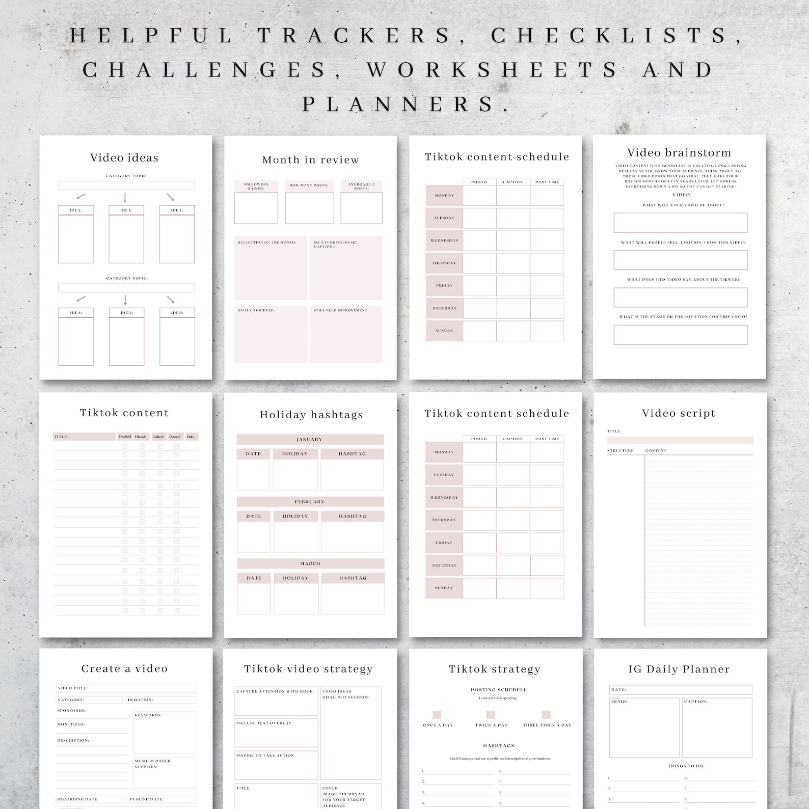 Tiktok Planner | Social Media Content Calendar (printable PDF) - Etsy