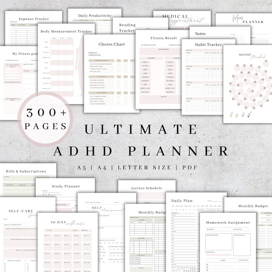 ADHD Planner Adult | Printable ADHD Productivity Journal | Digital Adhd ...