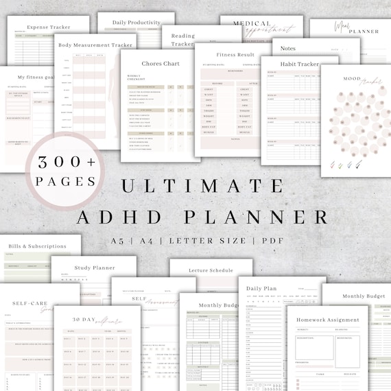 ADHD Planner Adult Printable ADHD Productivity Journal - Etsy