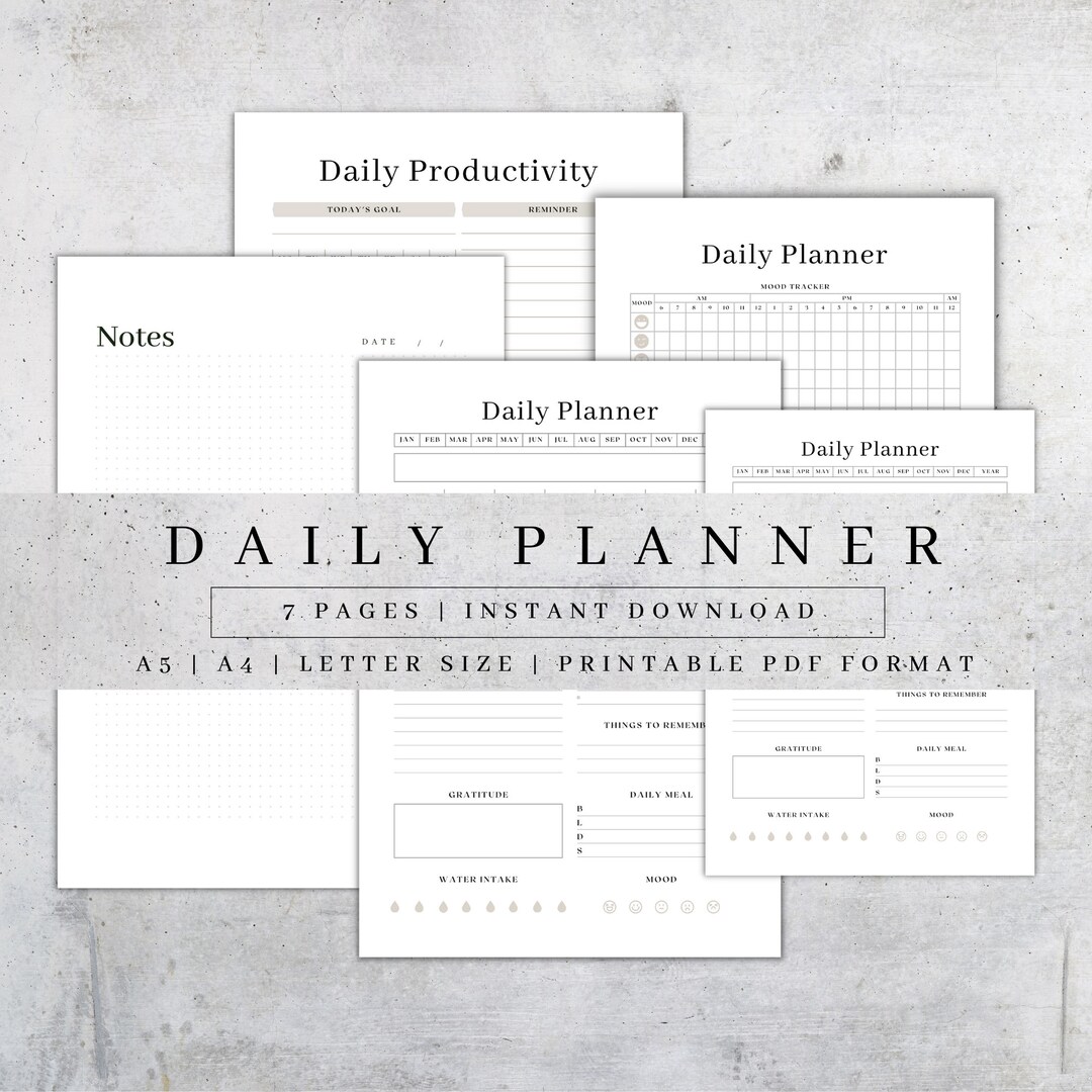 Daily Productivity Planner | Printable Hourly Schedule (instant ...