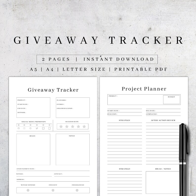 Printable Giveaway Tracker Influencer Planner Digital - Etsy