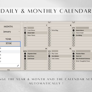 Digital Daily Monthly Calendar Template | Productivity Tracker | Daily ...