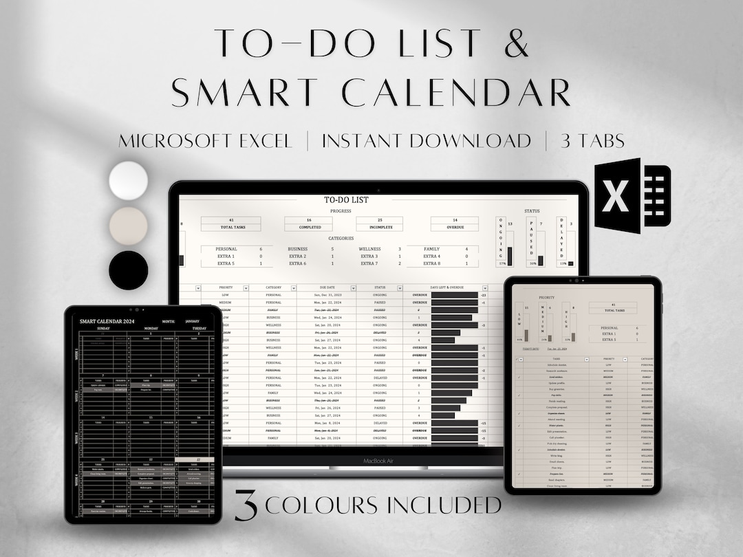 Personal Productivity Planner | To-do List Spreadsheet Template | Excel ...
