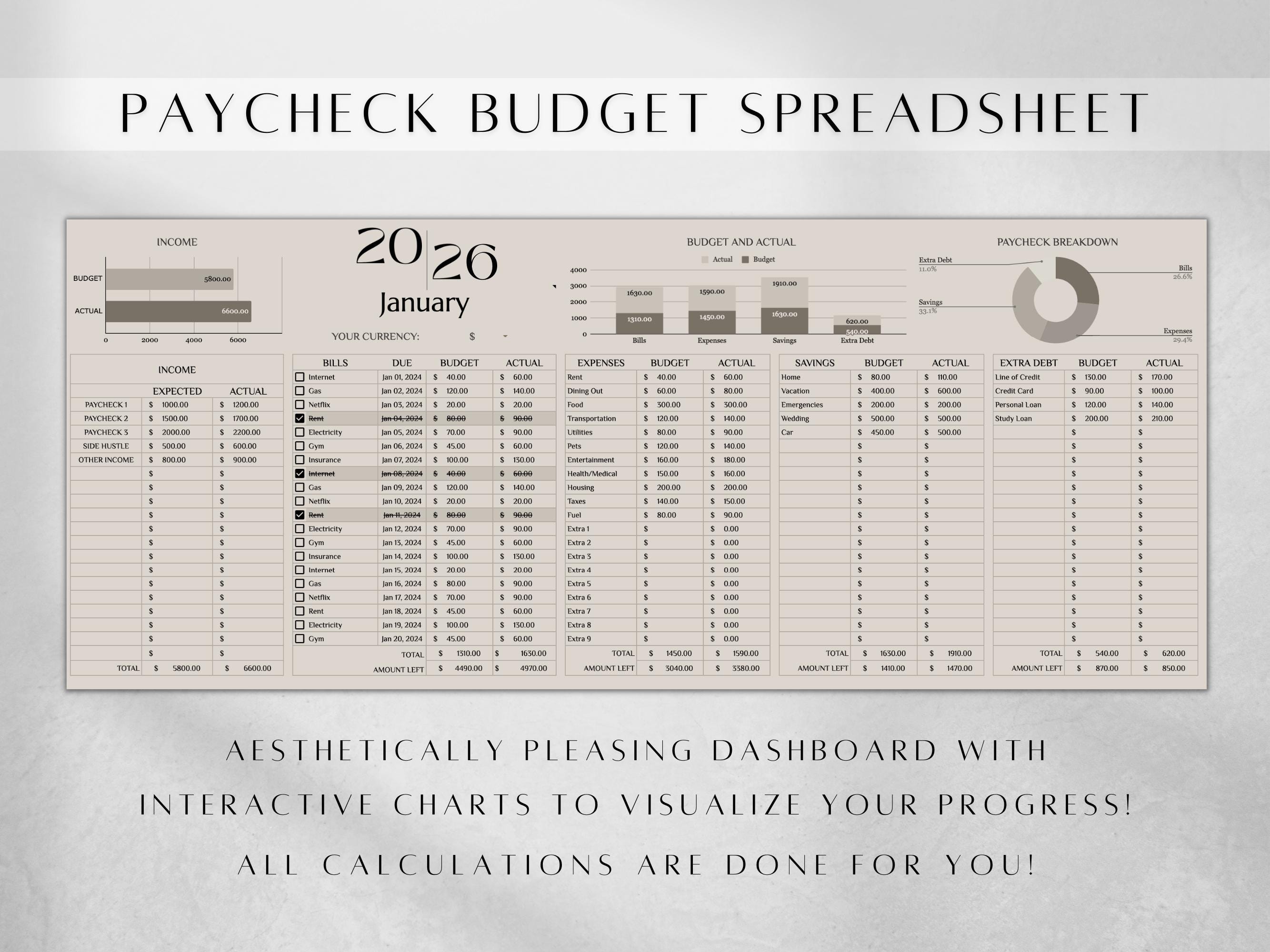 Paycheck Budget Spreadsheet Google Sheets | Budget by Paycheck ...