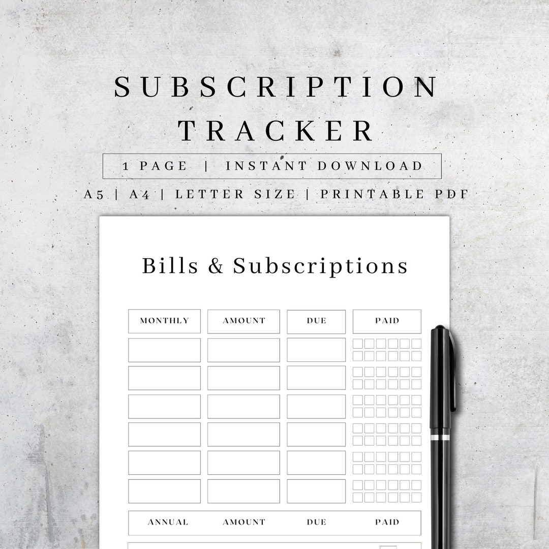 Bill & Subscription Tracker | Bookkeeping Planner | Small Business ...