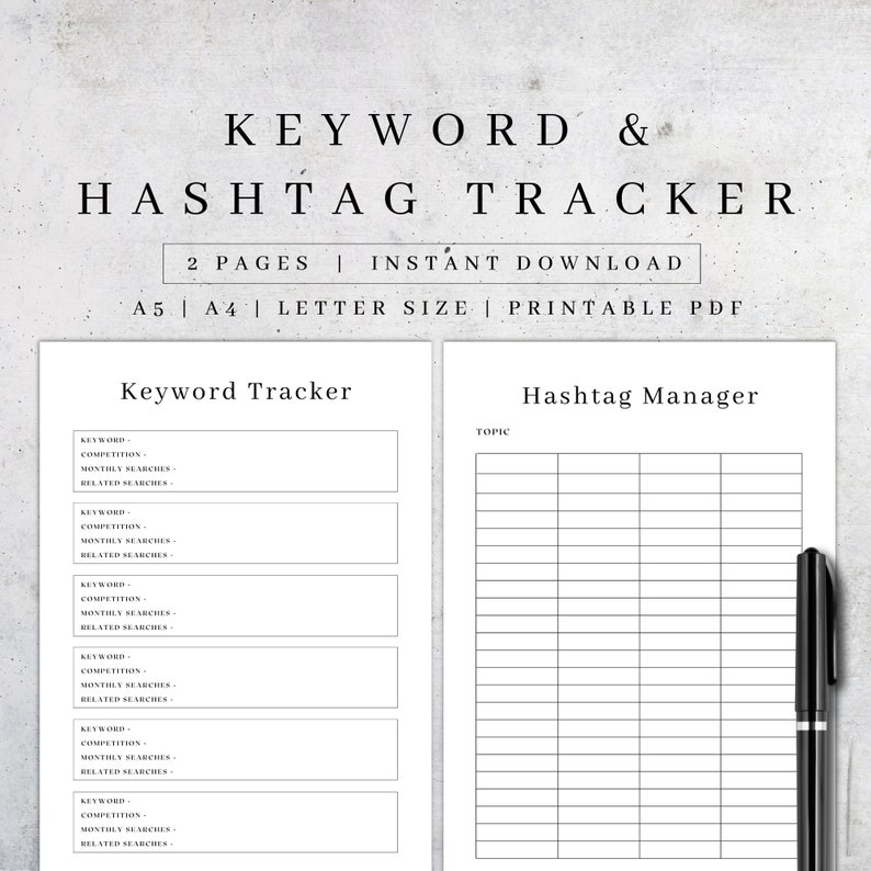 Keywords & Hashtags Tracker Printable Small Business Planner - Etsy