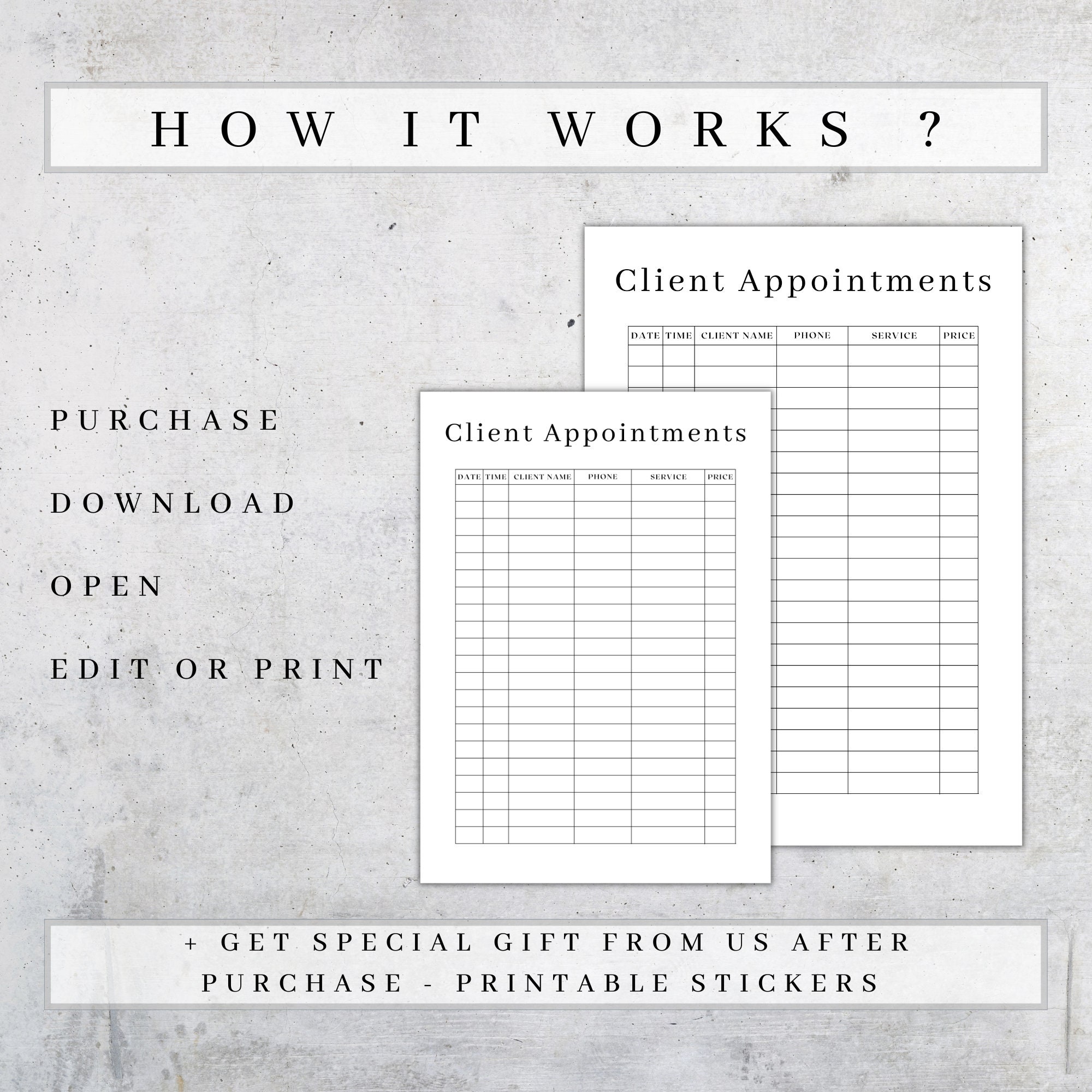 Client Appointments Page Printable | Small Business Tools | Client ...
