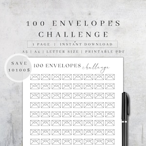Envelope Challenge Tracker | Printable Savings Challenge | 100 ...