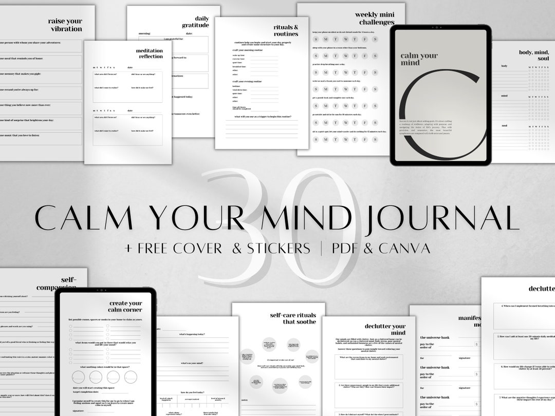 Digital Canva Mindfulness Journal | Calm Your Mind Planner | Anxiety ...