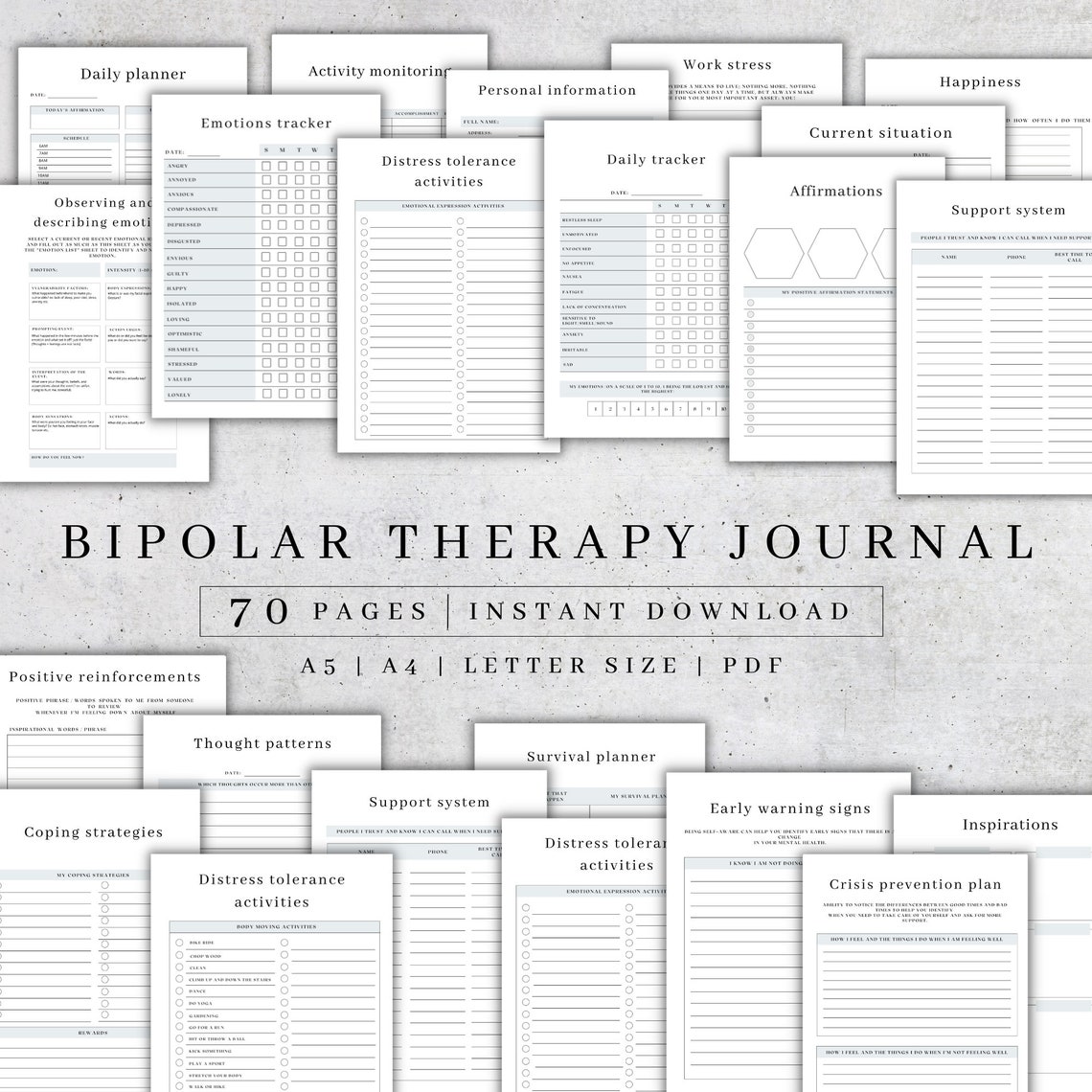 Printable Therapy Journal Bipolar Therapy Planner Digital - Etsy