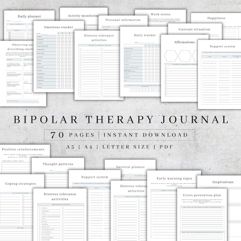 Printable Therapy Journal Bipolar Therapy Planner Digital - Etsy